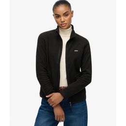 Superdry Damen Polar Fleecejacke mit Durchgehendem Rei&szlig;verschluss Schwarz - Gr&ouml;&szlig;e: 42 210262350070502A020