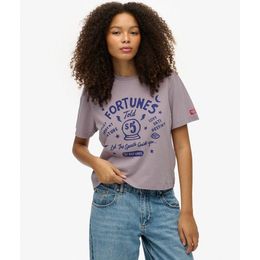 Superdry Damen Roadside Trade T-shirt in Lockerer Passform Purple - Gr&ouml;&szlig;e: 36 21024215023428CX030
