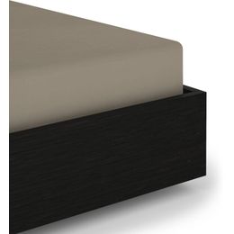Spannbettlaken HECKETT & LANE "Elementi", beige (taupe, grau), B:140cm L:200cm, Mako-Satin, Obermaterial: 100% Baumwolle, Bettlaken, Spannbettlaken, Laken aus 100% Baumwolle, hochwertiges Mako-Satin, Betttuch ab 90x200