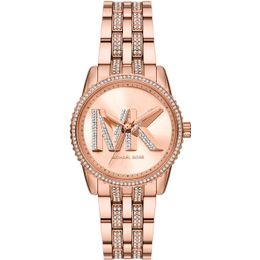 Quarzuhr Michael Kors "BRYANT MK-Logo", gold (roségoldfarben), Armbanduhren, Damen, Armbanduhr, Damenuhr, Edelstahlarmband, analog, Glassteine