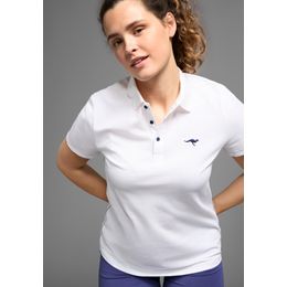 Poloshirt Kangaroos, Damen, Gr. 44/46, wei&szlig;, Obermaterial: 100% Baumwolle, figurumspielend, Shirts, Kurzarm, unifarben, Polokragen, aus Baumwolle, gro&szlig;e Gr&ouml;&szlig;en
