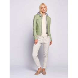 Lederjacke Maze "Mico", Damen, Gr. L, gr&uuml;n (gr&uuml;n dust), Obermaterial: 100% Lammleder; Innenfutter: 100% Polyester; Kapuze: 55% Baumwolle, 45% Polyester, Jacken