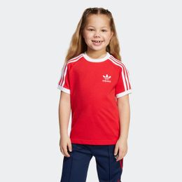 T-Shirt adidas originals "3STRIPES TEE", Jungen, Gr. 110, rot (better scarlet), Obermaterial: 100% Baumwolle, Rundhals, Shirts