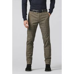 Chinos MEYER "Chino", Herren, Gr. 26, Normalgrößen, grau (taupe), 98% Baumwolle;2% Elasthan, kariert, regular fit lang, Hosen, PRINCE OF WALES BAUMWOLL