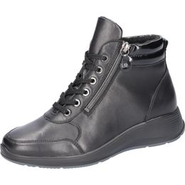 Waldläufer Schnürboots WALDLÄUFER "KALEA", Damen, Gr. 6,5, schwarz, Lackleder, Nappaleder, unifarben, Schuhe, Bequemschuh, Winterboots in Komfortweite H (= sehr weit)