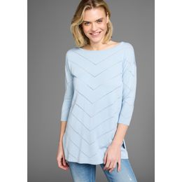 Strickpullover Laura Scott, Damen, Gr. 38, blau, Feinstrick, Obermaterial: 70% Viskose, 30% Polyamid, figurumspielend h&uuml;ftbedeckend, U-Boot-Ausschnitt, Pullover Strickpullover, mit Ajourmuster und 3/4 &Auml;rmeln