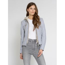 Lederjacke Maze "Mico", Damen, Gr. XXL, blau (baby blau), Obermaterial: 100% Lammleder; Innenfutter: 100% Polyester; Kapuze: 55% Baumwolle, 45% Polyester, Jacken