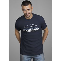 H.I.S. Rundhalsshirt H.I.S "Neue Kollektion", Herren, Gr. 4XL, blau (marine), Single Jersey, Obermaterial: 100% Baumwolle, bedruckt, regular fit, Rundhals, Shirts, mit Print