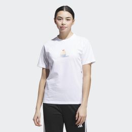 T-Shirt adidas Sportswear "W CO CUPCK T", Damen, Gr. S, wei&szlig;, Obermaterial: 100% Baumwolle, Shirts T-Shirt, mit Cupcake Motiv, aus weicher, leicht dehnbarer Baumwolle
