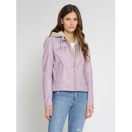 Lederjacke Maze "Mico", Damen, Gr. XL, rosa (violet breeze), Obermaterial: 100% Lammleder; Innenfutter: 100% Polyester; Kapuze: 55% Baumwolle, 45% Polyester, Jacken