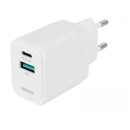 Deltaco USB-C & USB-A Wandladeger&auml;t - Wei&szlig;
