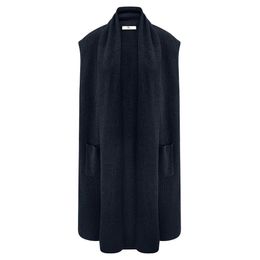 Peter Hahn - Long-Strickweste, blau, Gr. 36/38 - Schurwolle