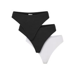 Urban Classics Damen Panty "Urban Classics Ladies Rip Tanga 3-Pack", Gr. Lschwarz, schwarz, wei&szlig;, 92% Nylon, 8% Elasthan, unifarben, Unterhosen