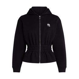 K by KARL LAGERFELD Karl Lagerfeld Sweatjacke 'Ikon' Damen Gr&ouml;&szlig;e XXL hellbeige / schwarz / wei&szlig;