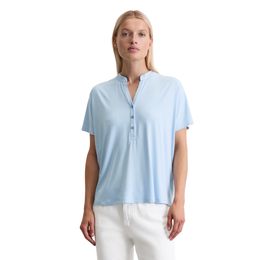 Marc O'Polo T-Shirt MARC O'POLO "aus LENZING&trade; ECOVERO&trade;", Damen, Gr. L, blau (m803), Obermaterial: 94% Viskose, 6% Elasthan, unifarben, relaxed fit, normaler Saum, Shirts T-Shirt