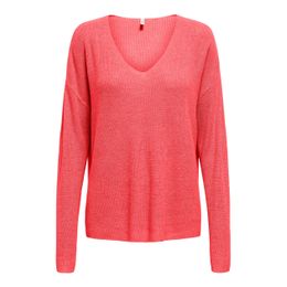 Strickpullover Only "ONLLECIA LIFE LS LOOSE V-NECK CC KNT", Damen, Gr. M (38), dubarry detail:melange, Strick, Obermaterial: 50% Viskose, 28% Polyester, 20% Nylon, 2% sonstige Fasern, meliert, regular fit, V-Ausschnitt, Pullover Strickpullover