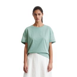 Marc O'Polo T-Shirt MARC O'POLO "aus Material-Mix", Damen, Gr. S, m408, Obermaterial: 100% Baumwolle, unifarben, Basic, relaxed fit, Rundhals, Umschlagbund, Shirts T-Shirt