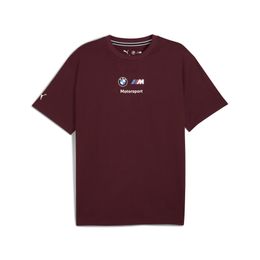 T-Shirt Puma "BMW M Motorsport Essentials Logo T-Shirt Herren", Herren, Gr. L, rot (ruby shimmer rot), 100% Baumwolle, clean, relaxed fit, Rundhals, Shirts