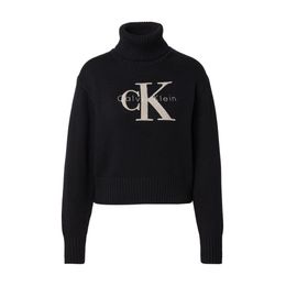 Calvin Klein Jeans Pullover 'Chenille' Damen Gr&ouml;&szlig;e M kitt / schwarz
