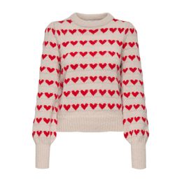 Jacqueline de Yong JDY Pullover 'JDYSIGRID' Damen Gr&ouml;&szlig;e XS hellgrau / knallrot