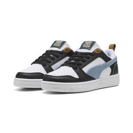 Sneaker Puma "Rebound V6 Low Run Fun Sneakers Jugendliche", Damen, Gr. 35,5, gr&uuml;n (schwarz haute tropic gr&uuml;n terrain blau), Obermaterial: Synthetik, Textil; Futter: Textil; Innensohle: Textil; Laufsohle: Gummi, Schuhe Sneaker