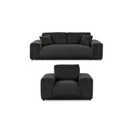 S-STYLE Polstergarnitur 2er-Set grau Ma&szlig;e (cm): B: 213 H: 79 Sofas > Sofas nach Material > Stoffsofas &raquo; Sofa DE