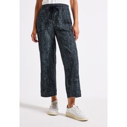 Stoffhose Street One, Damen, Gr. 32, Länge 28, blau (deepwater blau), Web, 98% Baumwolle, 2% Elasthan, bedruckt, normal knöchelfrei, Hosen, aus Baumwolle mit Stretchanteil