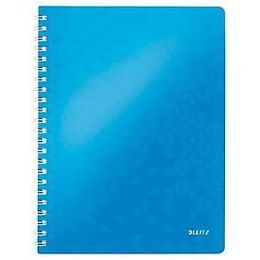 Collegeblock Leitz WOW, Format A4, 80 karierte Blatt, Klarsicht-Tasche, FSC®-zertifiziert, blau