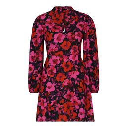 Dorothy Perkins Petite Kleid Damen Gr&ouml;&szlig;e 38 dunkellila / pink / orangerot / schwarz Winterkleid