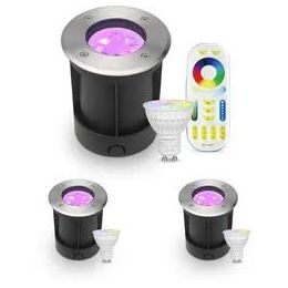 LED Bodeneinbaustrahler rund Edelstahl 230V IP67 - Leuchtmittel: GU10 RGB+CCT DI...