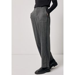 Stoffhose STREET ONE STUDIO, Damen, Gr. 36, Länge 30, anthrazit melange, Stoff, 73% Polyester, 23% Viskose, 4% Elasthan, unifarben, comfort fit lang, Hosen, High Waist