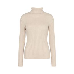 Rollkragenpullover soyaconcept "SC-DOLLIE 483", Damen, Gr. S, beige (91620 cream melange), Rippstrick, Obermaterial: 75% Viskose, 25% Nylon, meliert, unifarben, figurbetont h&uuml;ftlang, Rundhals, Pullover Rollkragenpullover
