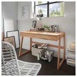 Laptoptisch Home Affaire "Dura", braun (buche), B:126cm H:77cm T:55cm, Tische, aus Massivholz, mit Soft-Close Funktion der Schubladen