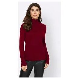 Rollkragenpullover Heine "Rollkragen-Pullover", Damen, Gr. 46, rot (dunkelrot), 80% Viskose, 20% Polyamid, unifarben, Pullover