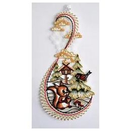 Fensterbild Stickereien Plauen "Hase im Wald", bunt, B:18cm H:38cm, Polyester, Fensterbilder