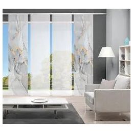 Schiebegardine Vision S "MARMOSA 4er SET" Gr. 1, grau (goldfarben, grau), B:60cm H:260cm, Polyester, Gardinen, Bambus-Optik, Digital bedruckt