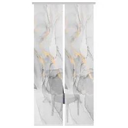 Schiebegardine Vision S "MARMOSA 2er SET" Gr. 1, grau (goldfarben, grau), B:60cm H:260cm, Polyester, Gardinen, Bambus-Optik, Digital bedruckt