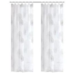 Vorhang Home Wohnideen "RAWLINS" Gr. 3, grau, B:140cm H:225cm, Voile, Polyester, Gardinen, 2er Pack Schlaufenschal RAWLINS bedruckt