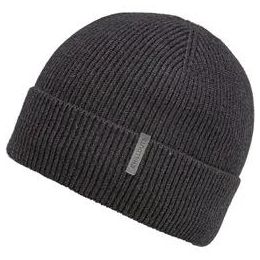 Strickmütze Chillouts, Damen, grau (dunkelgrau), Rippstrick, Materialmix, unifarben, Mützen, mit Umschlag, gefüttert