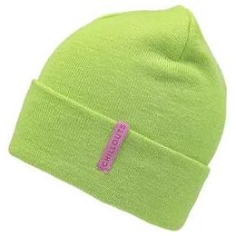 Strickmütze Chillouts "Monty Hat", Damen, grün (lime), Feinstrick, Kunstfaser, unifarben, Mützen, aus Leinen-Baumwollmix mit verstellbarer Passform & natürlichem Look
