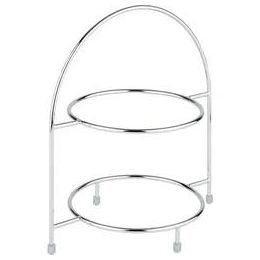 Servier-Set APS "Serviergestell", grau (chromfarben), B:29cm H:30cm L:19,5cm, Metall, Servierplatten, Etagere, für 2 Teller, 2-stufig