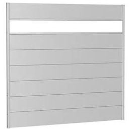 Sichtschutzelement BioHort, silber (silberfarben, metallic), H:182cm L:194cm, Stahlblech, Zaunelemente, 7 Metall-Paneele, 1 Acrylglas-Paneel und 2 Schienen, LxH: 194x182 cm