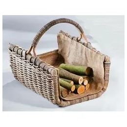Kaminholzkorb Locker, grau, Rattan, Aufbewahrungsboxen