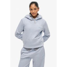 Kapuzensweatshirt Superdry, Damen, Gr. S, blau (blau fog marine), Sweatware, Obermaterial: 60% Baumwolle, 40% Polyester, unifarben, regular fit, Rippbündchen, Sweatshirts