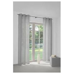 Vorhang WIRTH "Sunday" Gr. 5, grau (hellgrau), B:142cm H:255cm, Jacquard, Baumwolle, Polyester, Gardinen