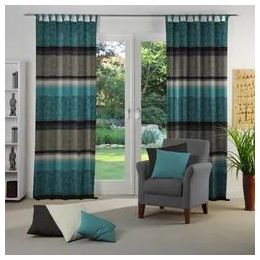 Vorhang WIRTH "Maribor" Gr. 5, blau (petrol), B:132cm H:255cm, Jacquard, Baumwolle, Polyester, Gardinen