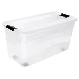 Organizer keeeper "konrad", transparent, B:39,5cm H:41cm T:79,5cm, Kunststoff, Aufbewahrungsboxen, Aufbewahrungsbox, 83 L, mit Rollen, Deckel, Schiebeverschluss
