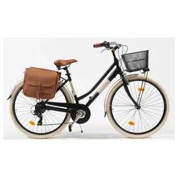 Cityrad "Citybike 605 Alu Lady" Gr. 46, schwarz (schwarz, schwarz), VENICE - I LOVE ITALY, Fahrräder, 46cm, 28 Zoll (71,12cm), für Damen, Kettenschaltung