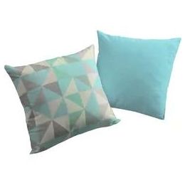 Dekokissen ADAM "Bio Bel", blau (hellblau, jaquard, struktur gemustert), B:40cm L:40cm, Baumwolle, Dekokissen_Sitzkissen_Kissenhüllen, Reißverschluss, gemustert, Wendekissenhülle ohne Füllung, 1 Stück