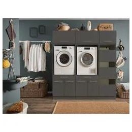 Mehrzweckschrank-Set LAUNDREEZY "LAUNDREEZY LDSK11", grau (anthrazit), B:185cm H:200cm T:67,5cm, Holzwerkstoff, Kastenmöbel-Sets, Breite 185 cm
